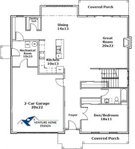 Modern Farmhouse House Plan - Venture Home Design